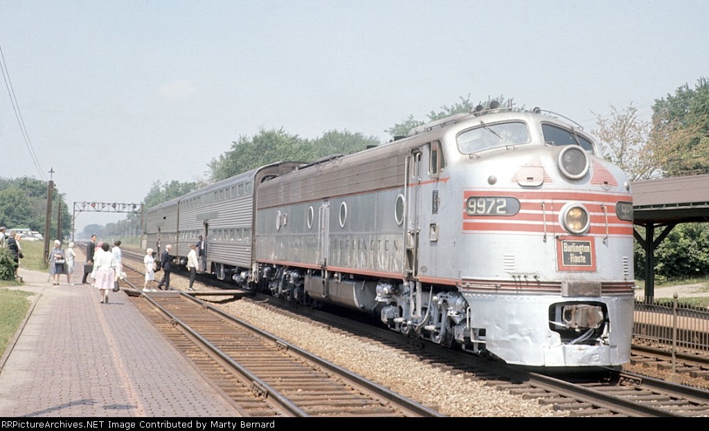 CB&Q 9972 Making Stop from Center Track